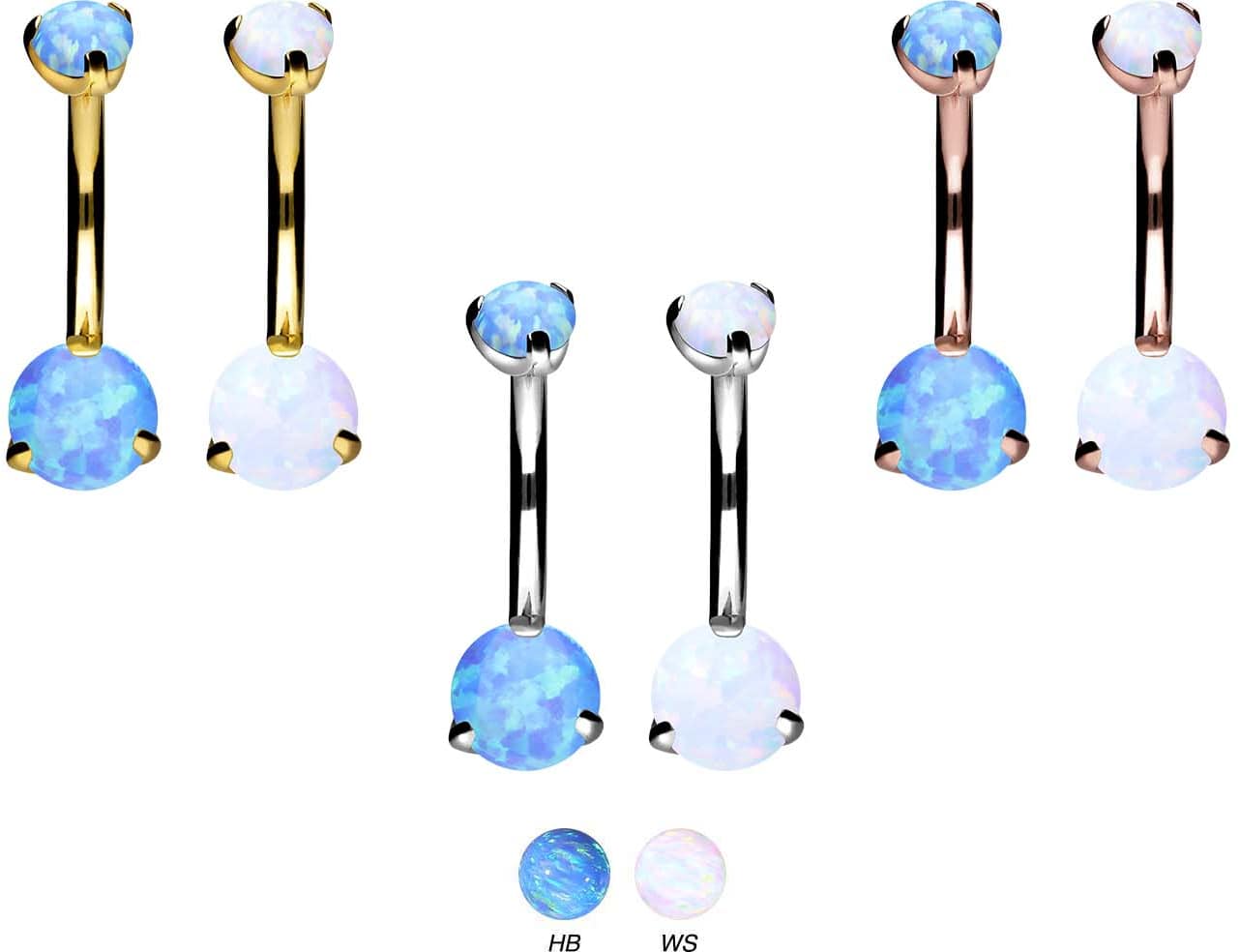 Titan Mini Bananabell mit Innengewinde SYNTHETISCHE OPALE | PIERCINGLINE